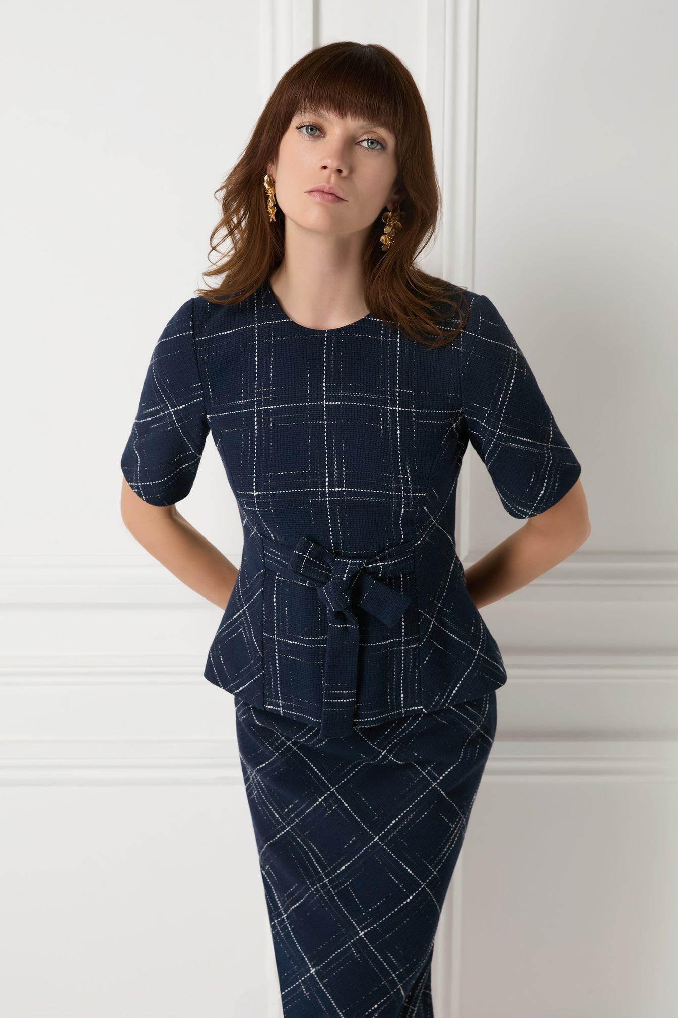Vienna Top - Navy Check – Jane Atelier